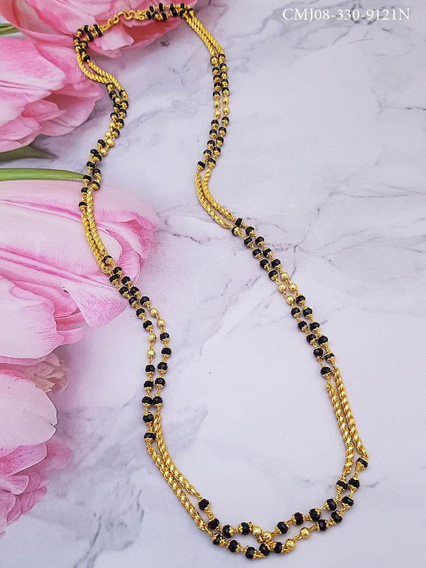 1 gm Microgold plating Black bead Mangalya chain 30 inches 9121n – Griiham