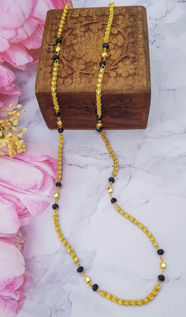 1 gm Microgold plating black bead Mangalya chain 30 inches 18472n – Griiham
