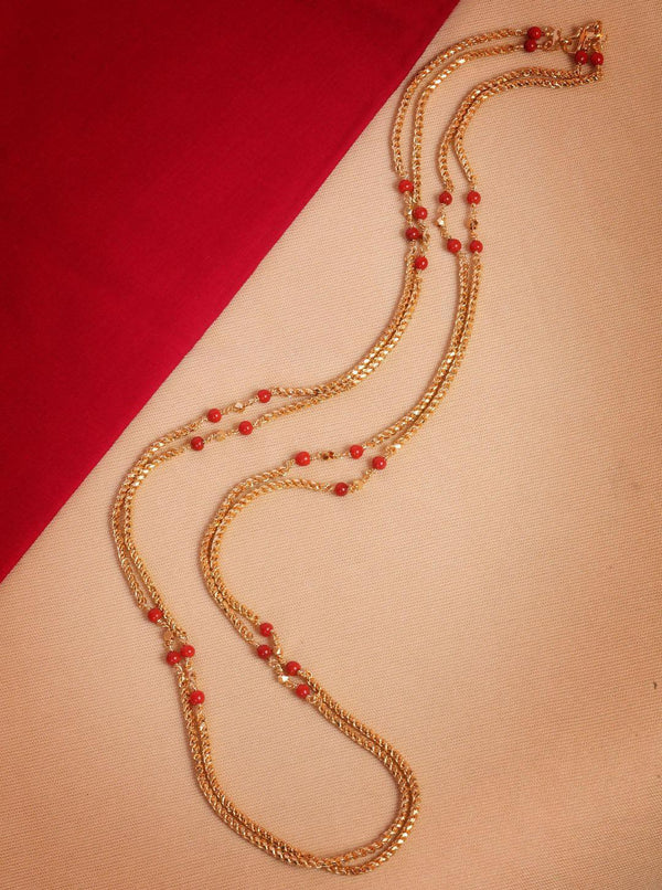 1 gm Microgold plating coral bead Mangalya chain 30 inches 9061n – Griiham