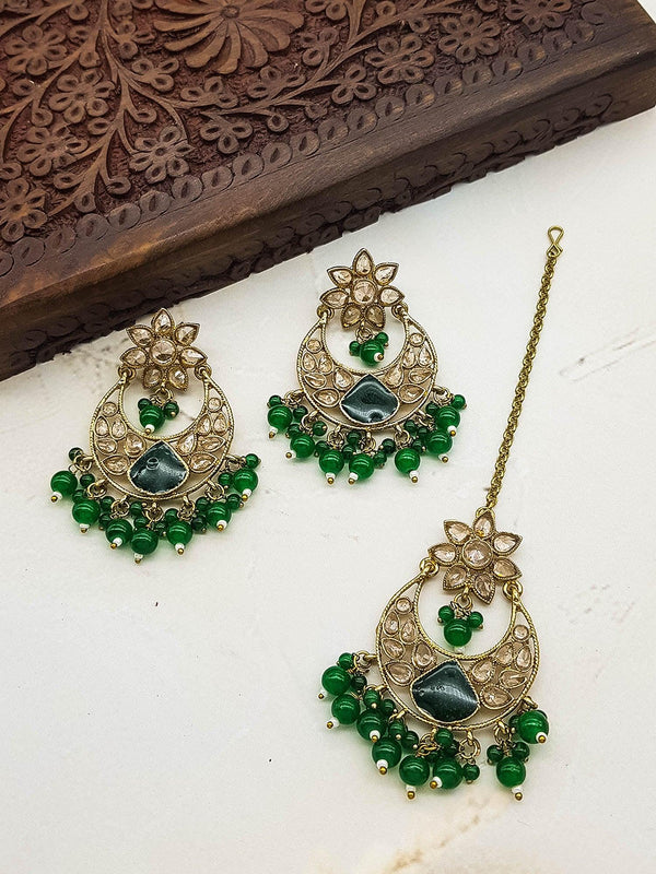 Faint Gold finish Earring Dangler with Maang Tikka – Griiham