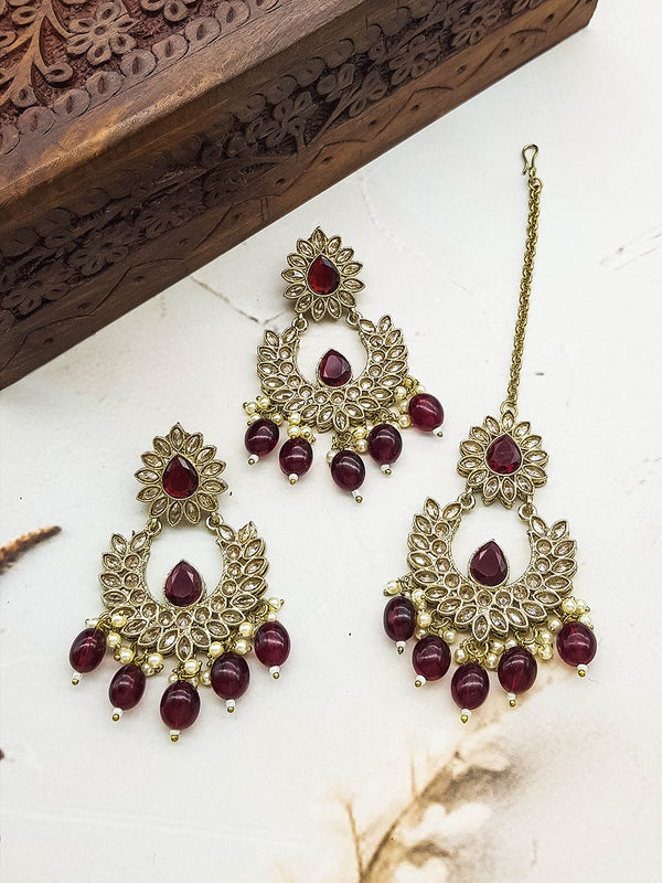 Faint Gold finish Earring Dangler with Maang Tikka – Griiham