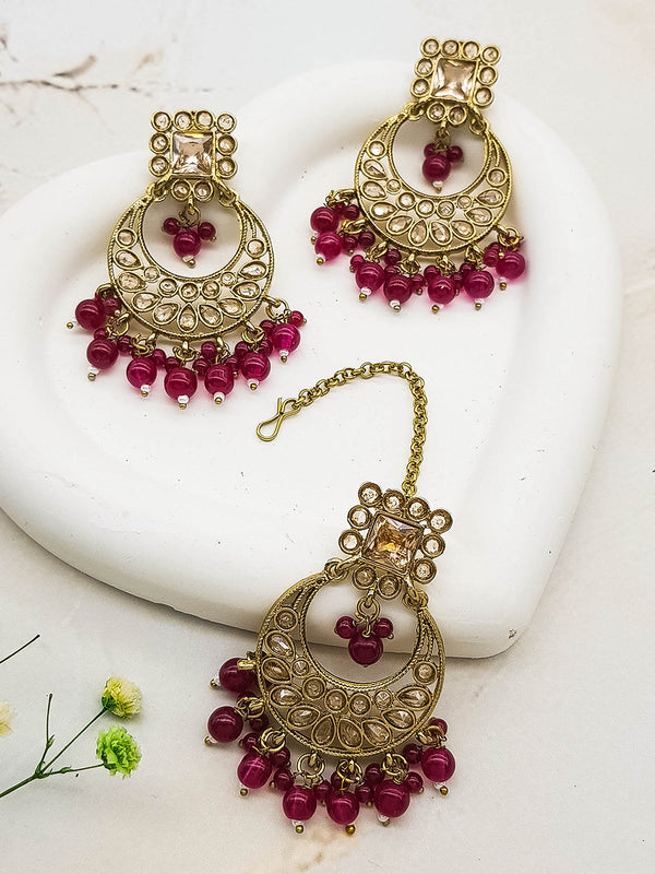 Faint Gold finish Earring Dangler with Maang Tikka (Copy) – Griiham
