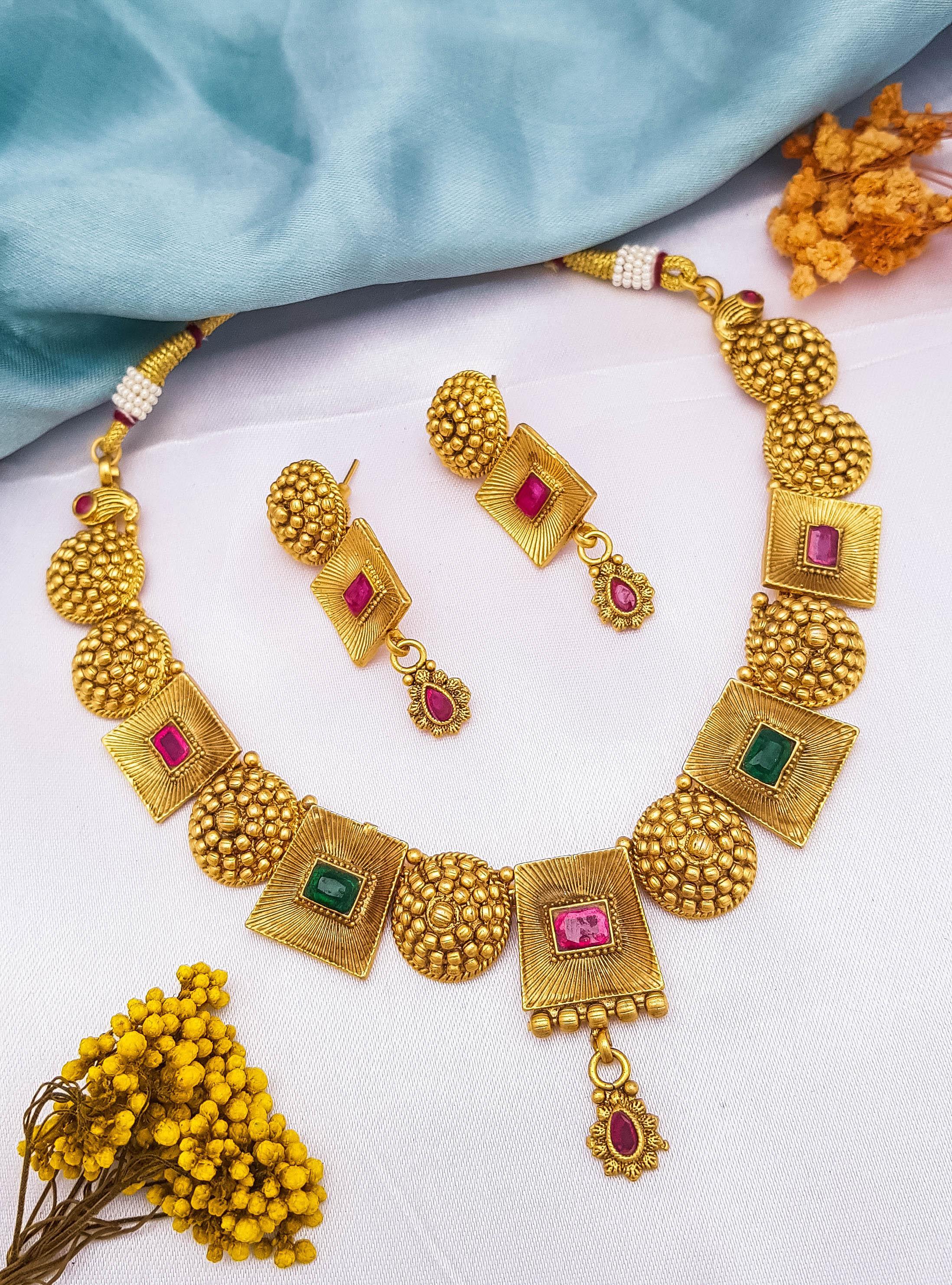 Gold Pated designer Necklace set – Griiham