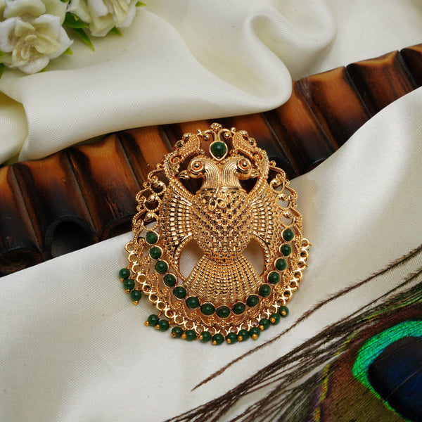 Gold Plated coorgi Pendant with red beads 8616N – Griiham