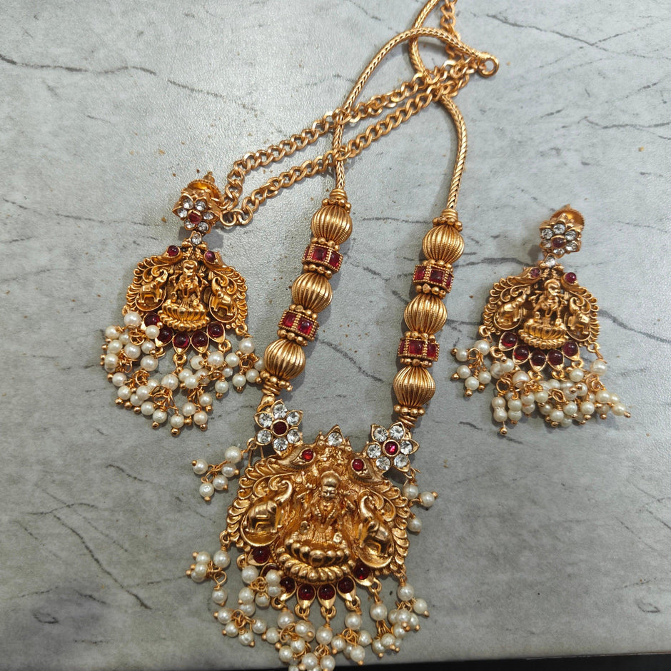 Matt Gold finish Evergreen necklace set – Griiham