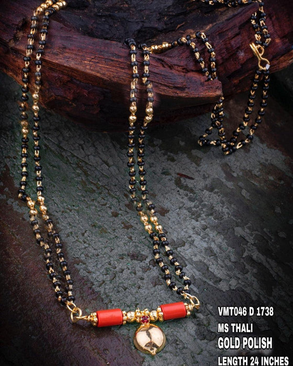 Premium Gold Finish Two Layers Real black beads Chain mangalya 24 ...