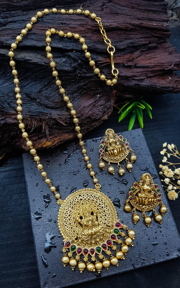 Premium Gold Plated Temple design Pendant Set – Griiham