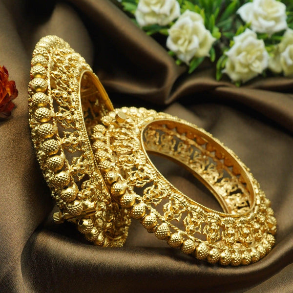 Premium Matt Gold Finish Multicolor Bangle temple Collection Set of 2 ...