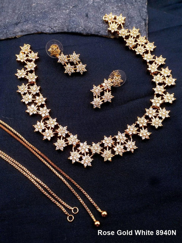 Premium Rose Gold Plated with sparkling white CZ stones two line star ...