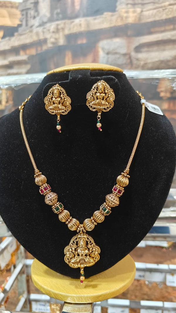 Gold Plated Necklace set with Gundu Mala – Griiham